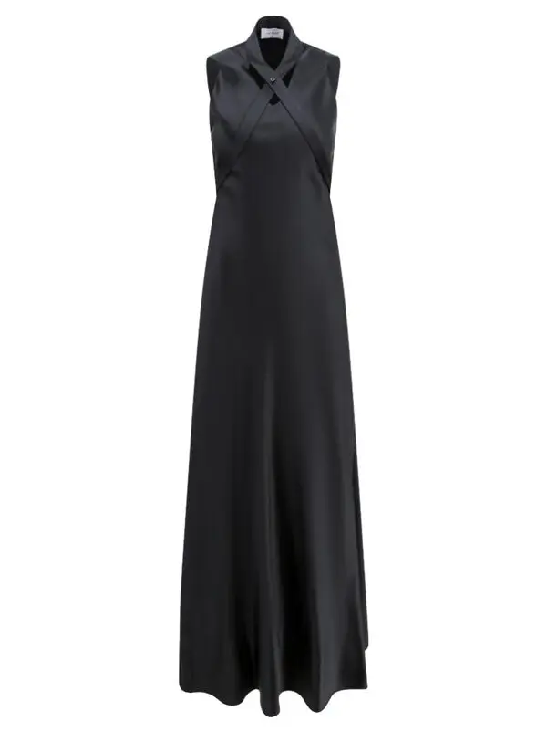 Off-White V-neck Open-back Midi Dress - Black