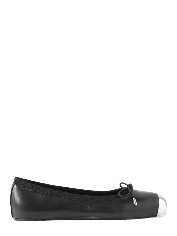 Alexander McQueen Leather Ballerina Flats With Bow Detail - Black