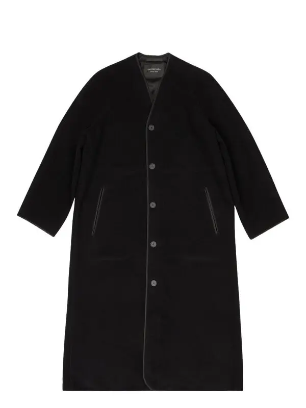 Balenciaga V-neck Single-breasted Coat - Black