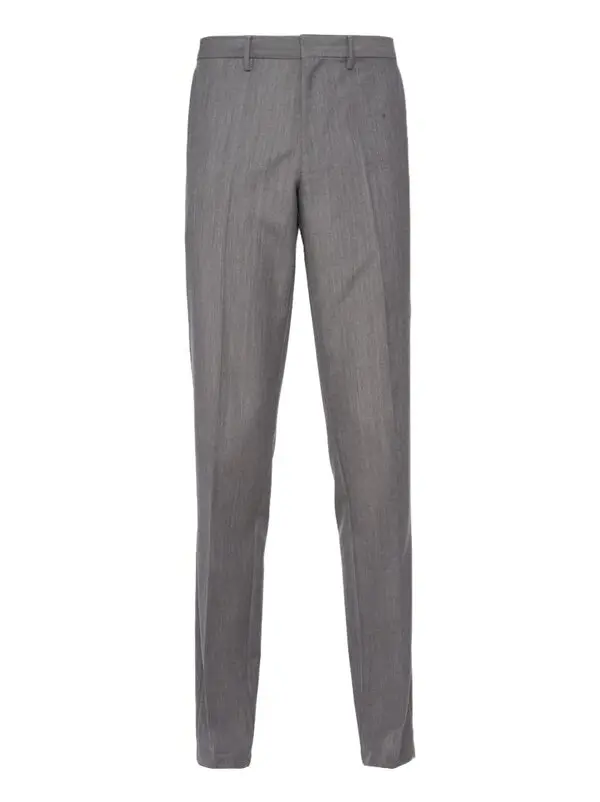 Prada Tailored Trousers With Logo Patch - Grey