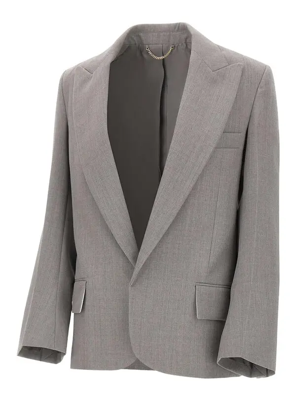 Victoria Beckham Long-sleeved Suit Jacket - Gray