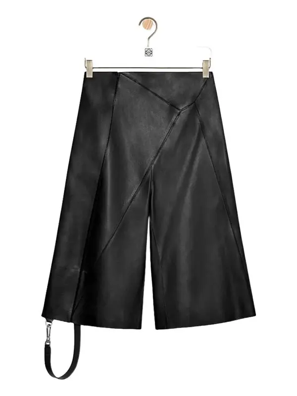 Loewe Nappa Leather Asymmetrical Seam Trousers - Black