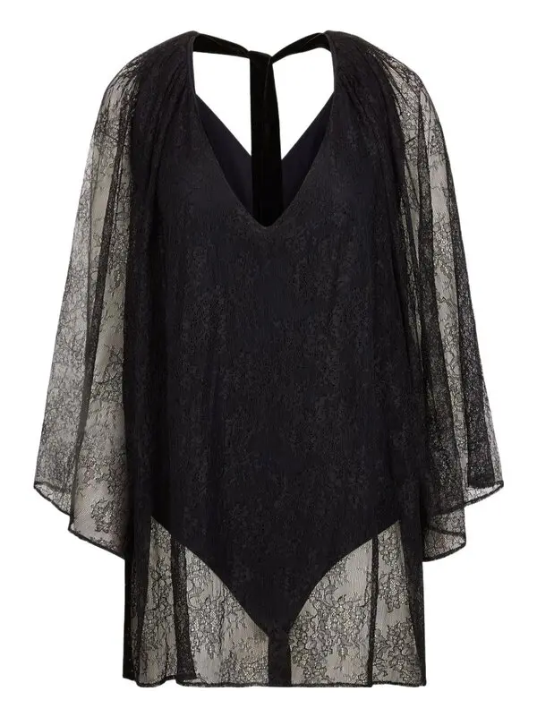 Nina Ricci Lace Cape Bodysuit - Black