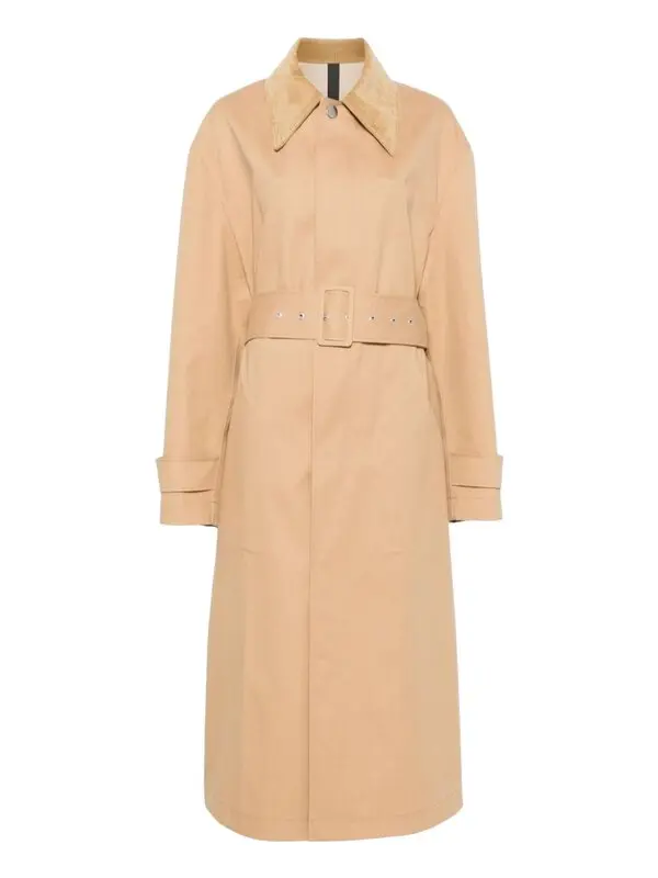 Ami Belted Coat With Corduroy Collar - Camel