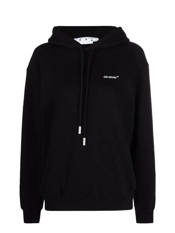 Off-White Diagonal Stripe Detail Hoodie - Black