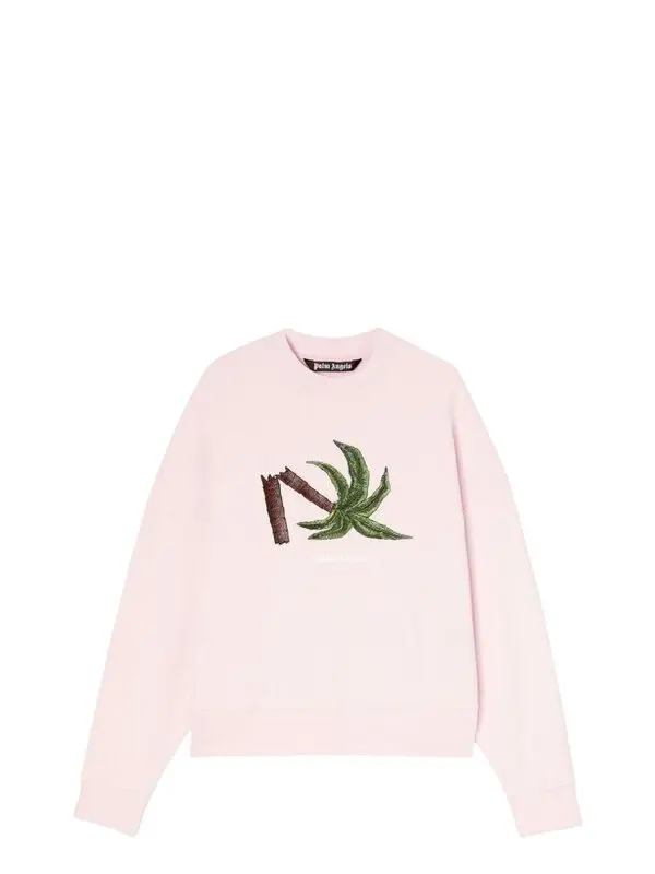 Palm Angels Logo Detailed Crewneck Sweatshirt - Pink