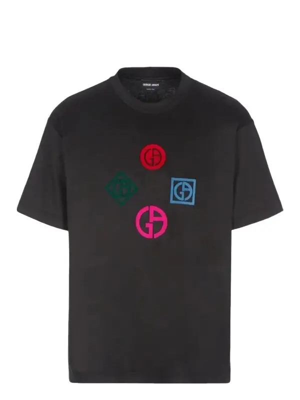 Giorgio Armani Embroidered Logo Short-sleeved T-shirt - Black