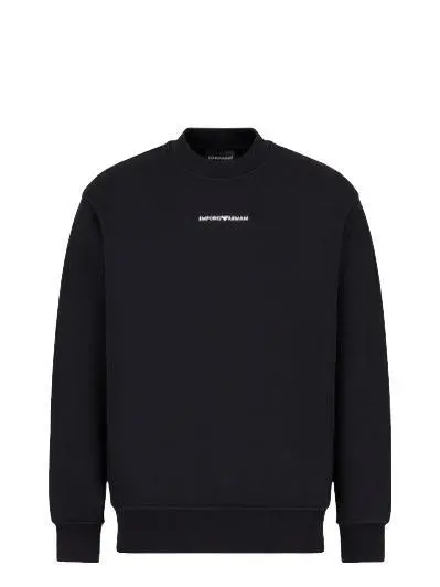 Emporio Armani Logo Embroidered Crewneck Sweatshirt - Black