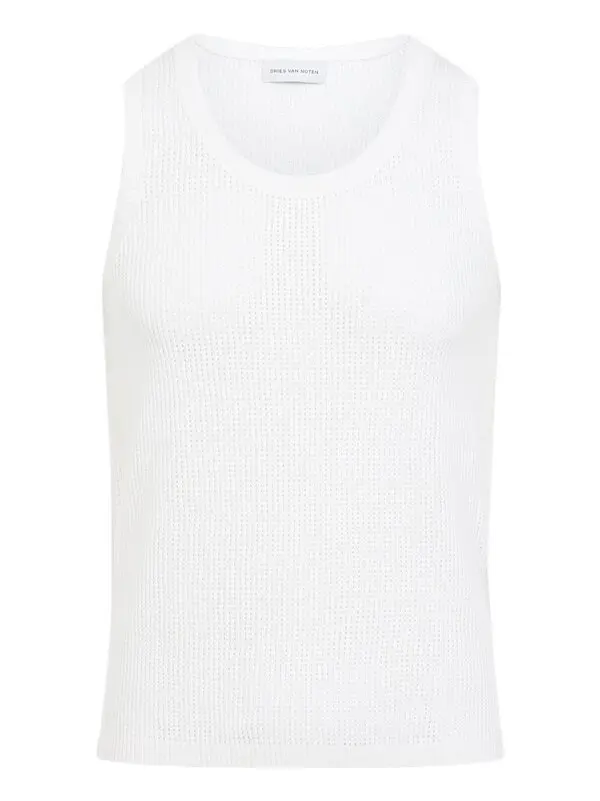 Dries Van Noten Ribbed Knit Sleeveless Vest - White