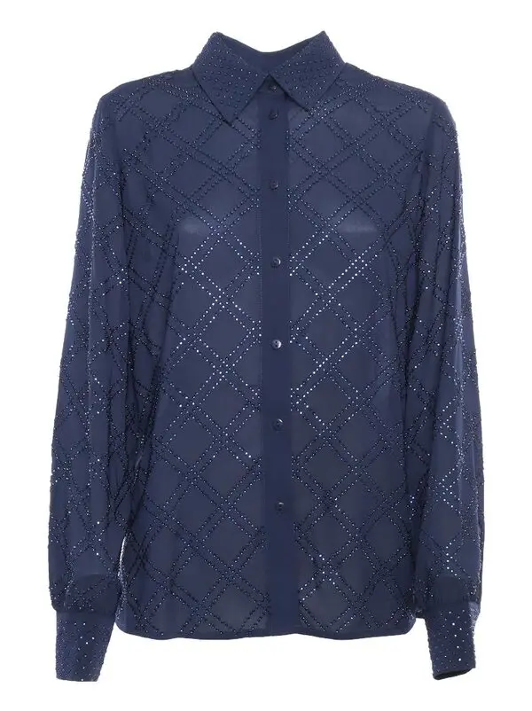 P.a.r.o.s.h Embellished Long-sleeved Shirt - Blue