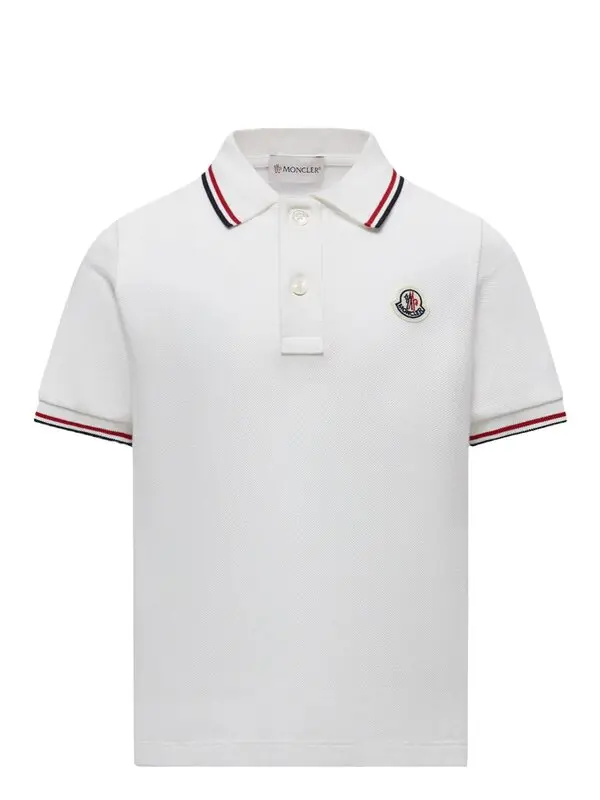 Moncler Cotton Piquet Polo Shirt With Tricolor Trim - White