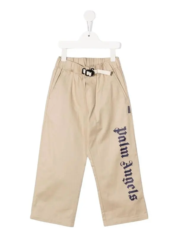 Palm Angels Logo Print Straight Leg Trousers - Nude
