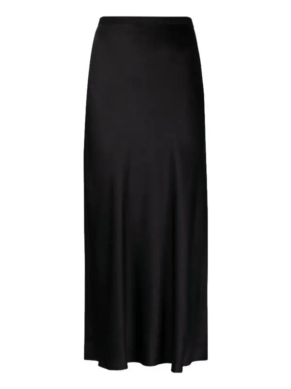 ANINE BING Bar Fluted Satin Midi Skirt - Black