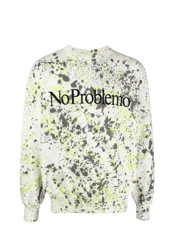 Aries No Problemo" Spray Dye Sweatshirt - White