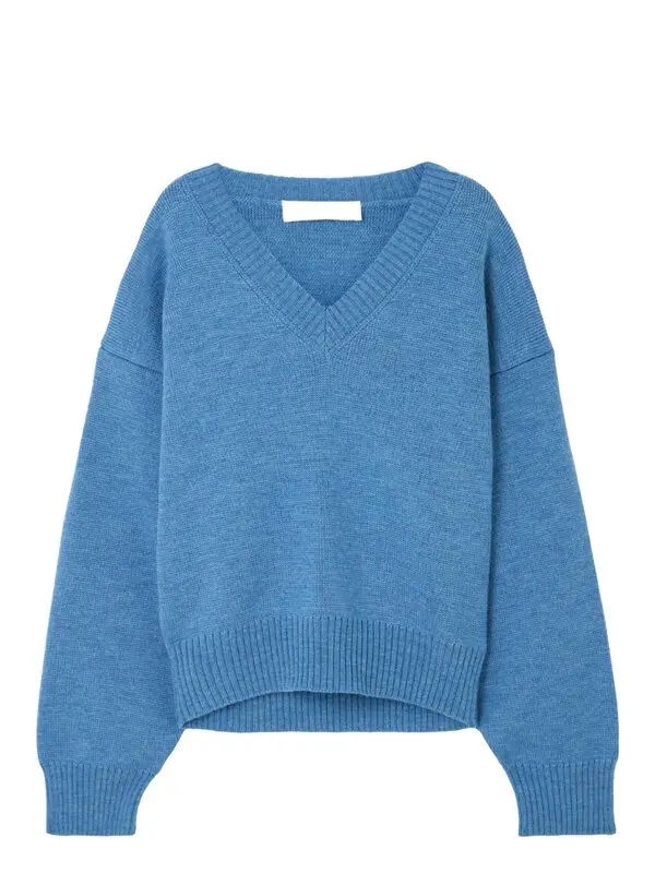 RÓHE V-neck Wool Sweater - Light Blue