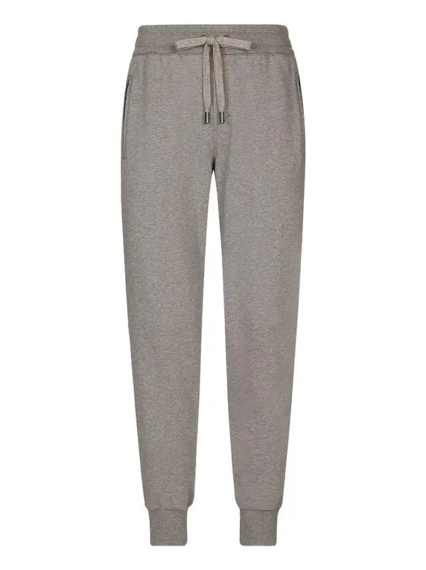 Dolce & Gabbana Dolce Gabbana Logo Plaque Jersey Jogging Pants - Grey