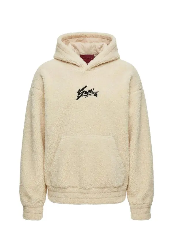 Gucci Embroidered Hooded Fleece Sweater - Ivory