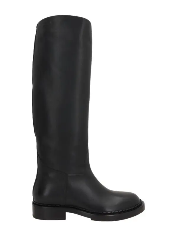Santoni Round Toe Knee High Boots - Black