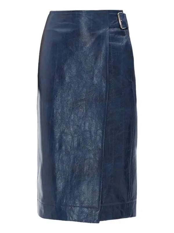 Bottega Veneta Embossed Leather Midi Skirt - Blue