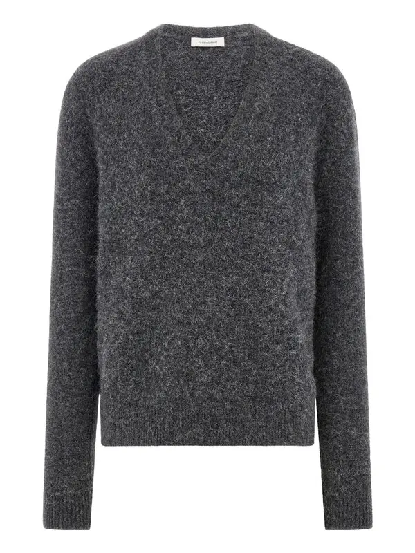 FERRAGAMO V-neck Fine Knit Jumper - Black