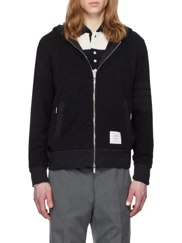 Thom Browne 4-bar Stripe Zip-up Hoodie - Black