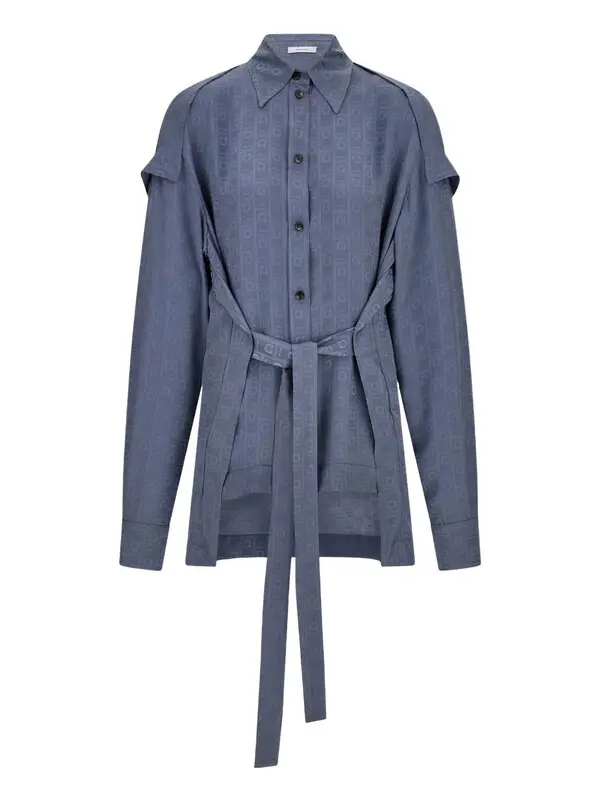FERRAGAMO Monogram Silk Shirt - Graphite