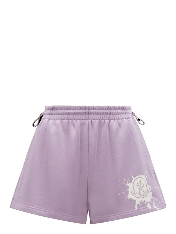 Moncler Cotton Cashmere Logo Shorts - Lilac