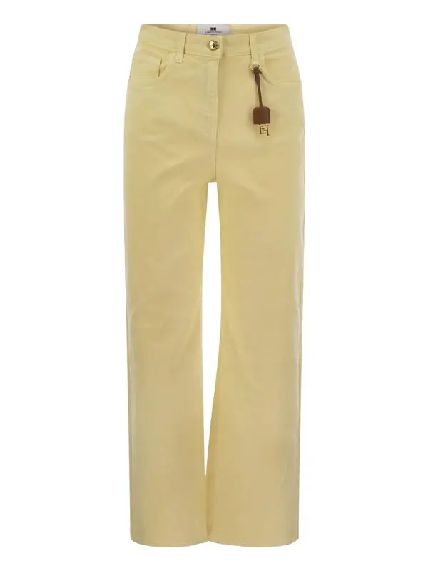 Elisabetta Franchi Logo Charm Straight Leg Jeans - Nude