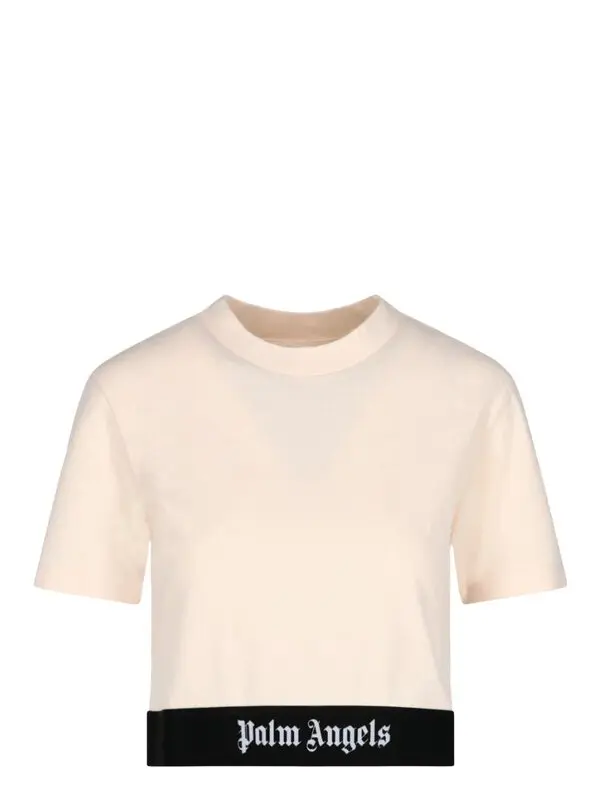 Palm Angels Logo Print Short Sleeve T-shirt - Nude