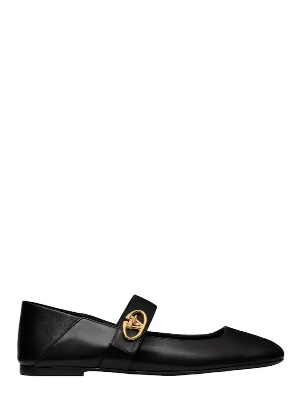 Valentino Garavani Vlogo Locker Mary-jane Ballerina Flats - Black