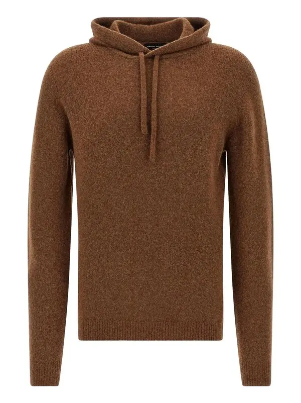 ROBERTO COLLINA Hooded Wool Sweater - Brown