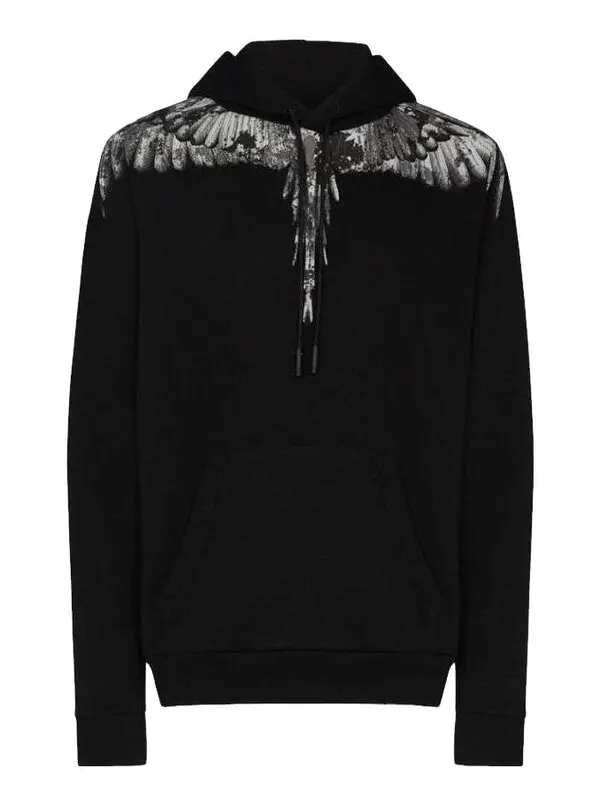 MARCELO BURLON COUNTY OF MILAN Wing Print Hooded Hoodie - Black