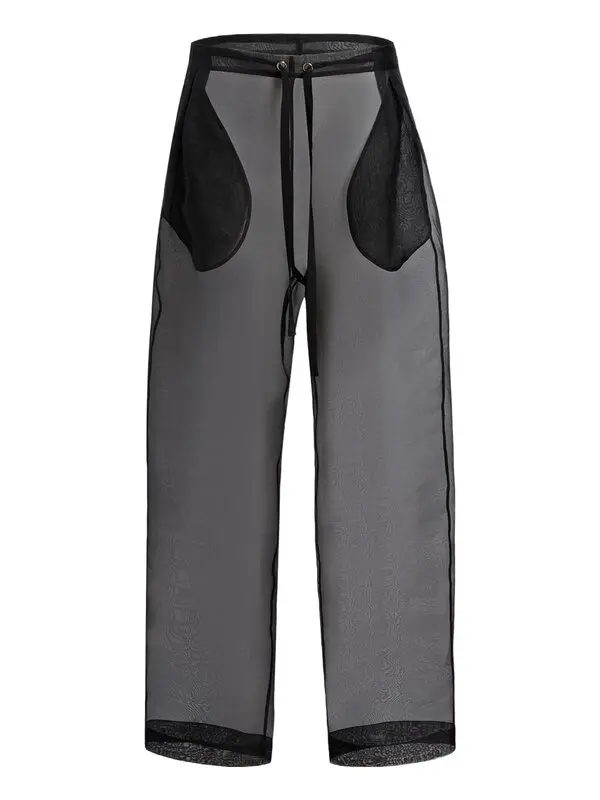Khaite Trenton Drawstring Relaxed-fit Pants - Black Organza