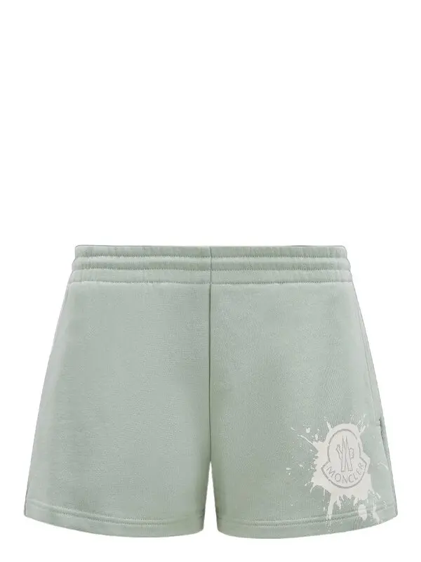 Moncler Logo Print Sweat Shorts - Light Green