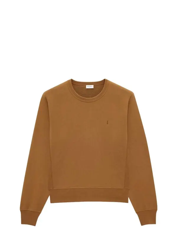 Saint Laurent Crewneck Long-sleeved Sweatshirt - Marron