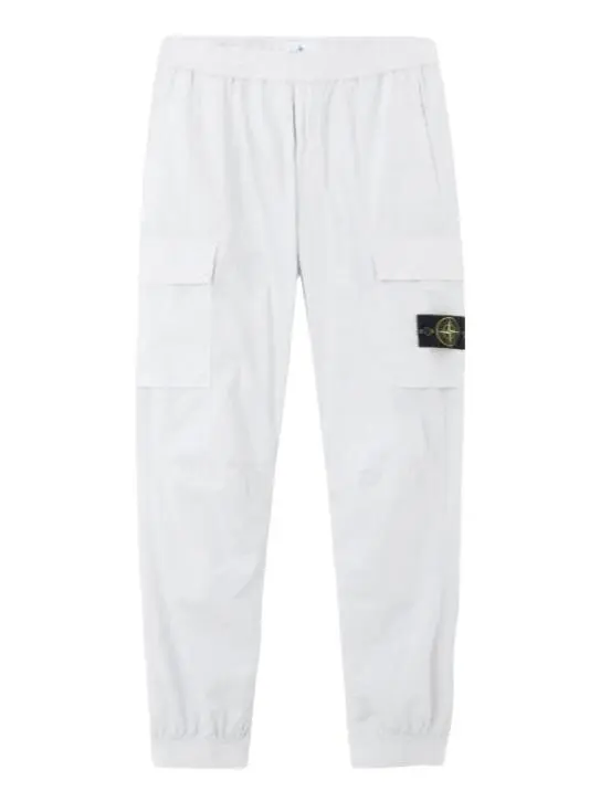 Stone Island Logo Patch Tapered Cargo Trousers - Sky Color