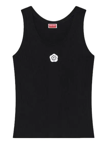 Kenzo Boke Flower 2.0 Embroidered Rib Tank Top - Black