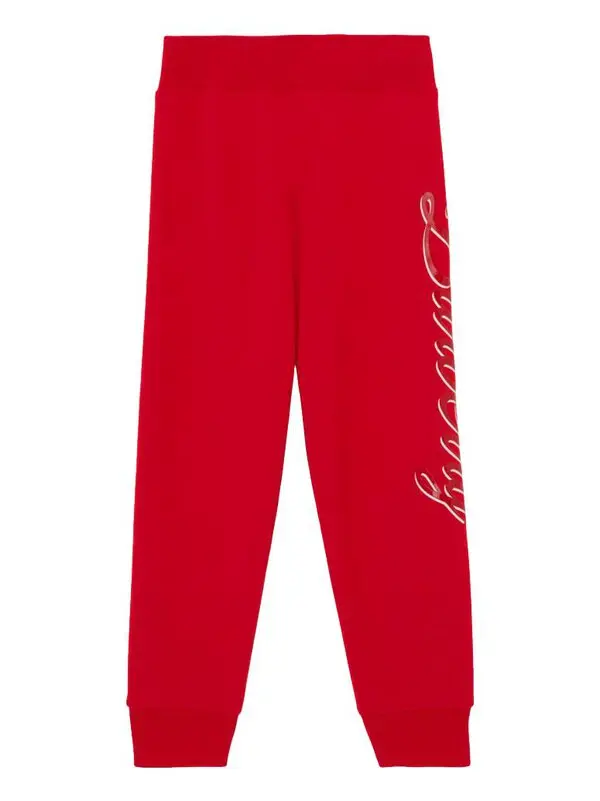 Burberry Script Logo-print Cotton Track Trousers - Red