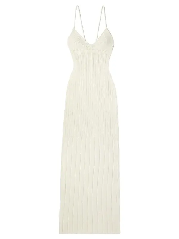 Khaite The Olympia Knitted Maxi Dress - Ivory