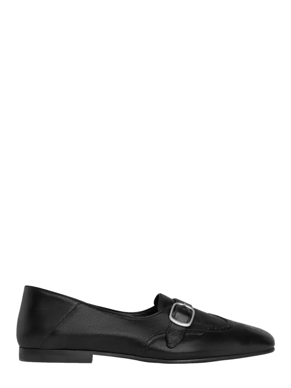 Celine Monk Strap Flats In Supple Calfskin - Black