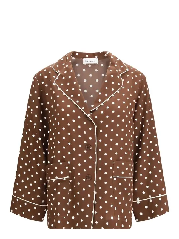 P.a.r.o.s.h Polka Dot Silk Shirt - Brown