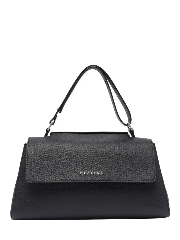 ORTIGNI Sveva Longuette Shoulder Bag With Logo Lettering - Black