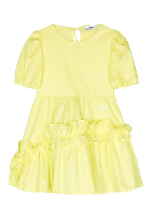 MSGM Ruffled Poplin Dress - Yellow