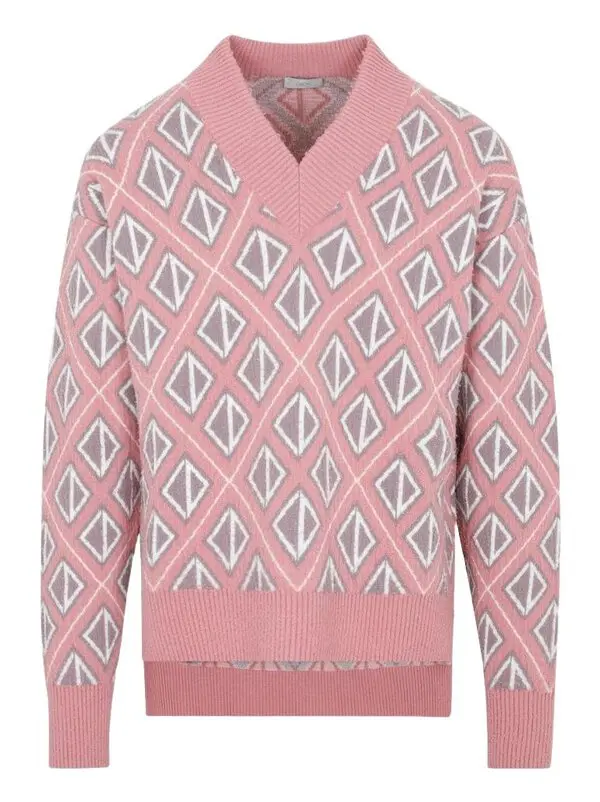 Dior Cd Diamond Motif V-neck Pullover - Pink