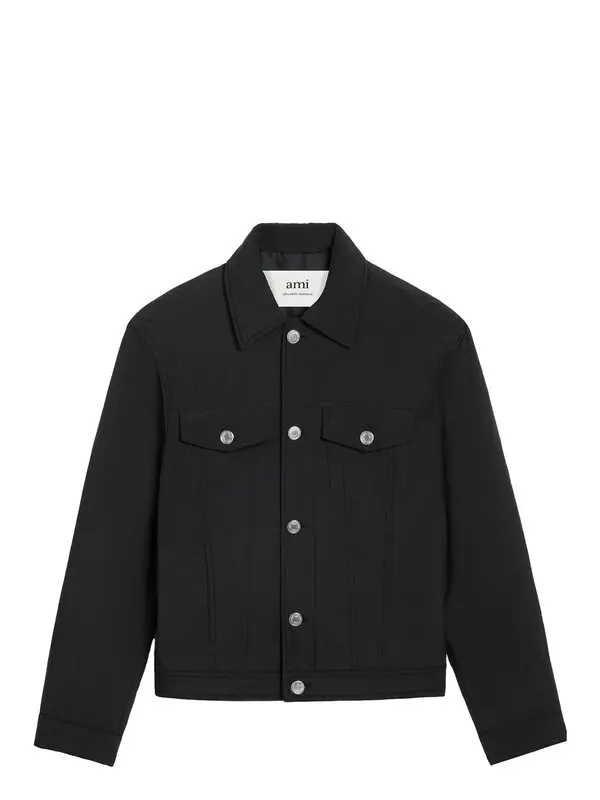 Ami Logo Plaque Trucker Jacket - Black