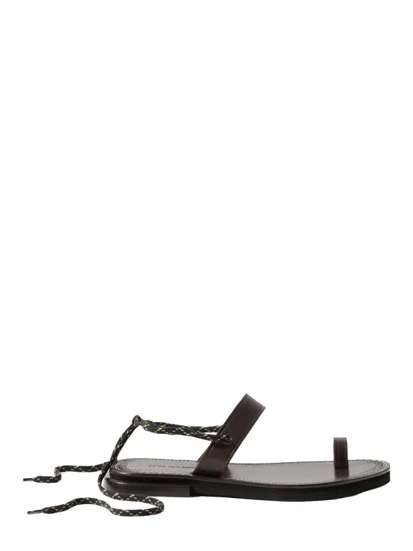 Dries Van Noten Leather Sandals With Tie Fastening - Brown