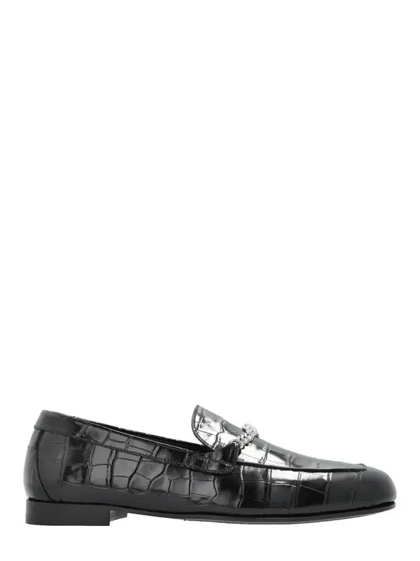 Versace Embossed Slip-on Loafers With Block Heel - Black