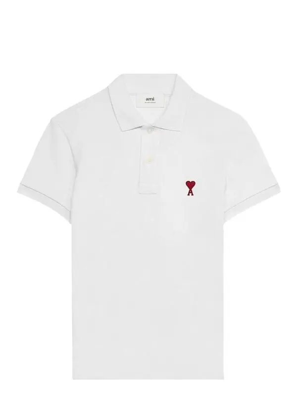 AMI Paris Logo Embroidered Short-sleeve Polo Shirt - No