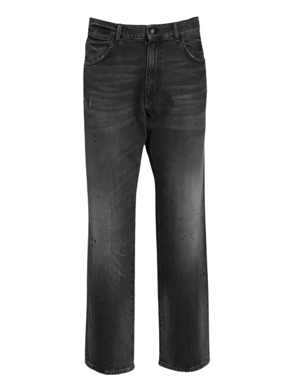 AMISH SUPPLIES Distressed Wide-leg Jeans - Black