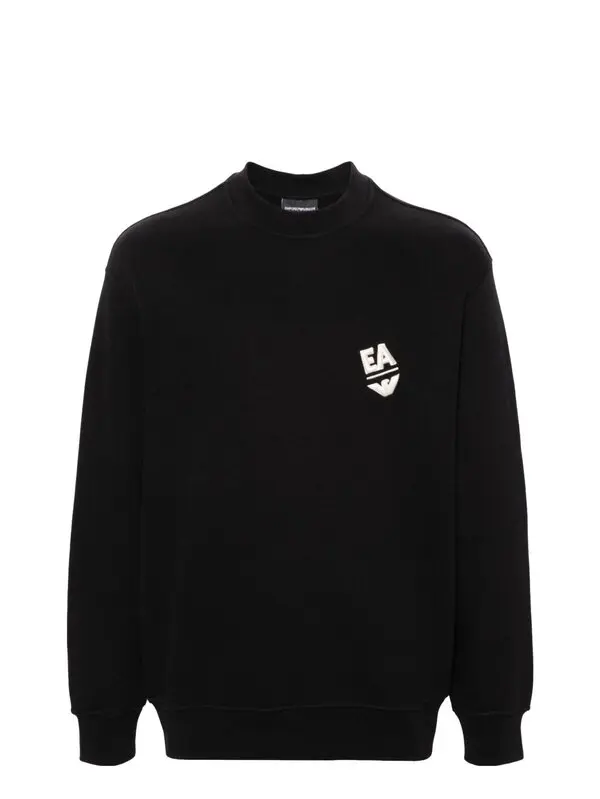 Emporio Armani Logo Embroidered Crewneck Sweatshirt - Black